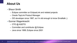 EclipseLink: Beyond Relational and NoSQL to Polyglot and HTML5 | PPT