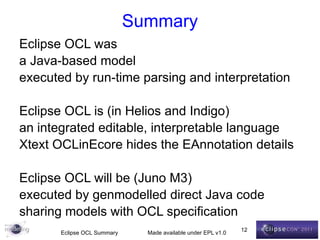 Eclipse OCL Summary | PPT