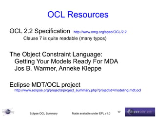 Eclipse OCL Summary | PPT