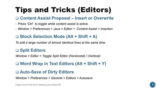 Mastering Your Eclipse Ide Tips Tricks Java 8 Tooling And More Ppt