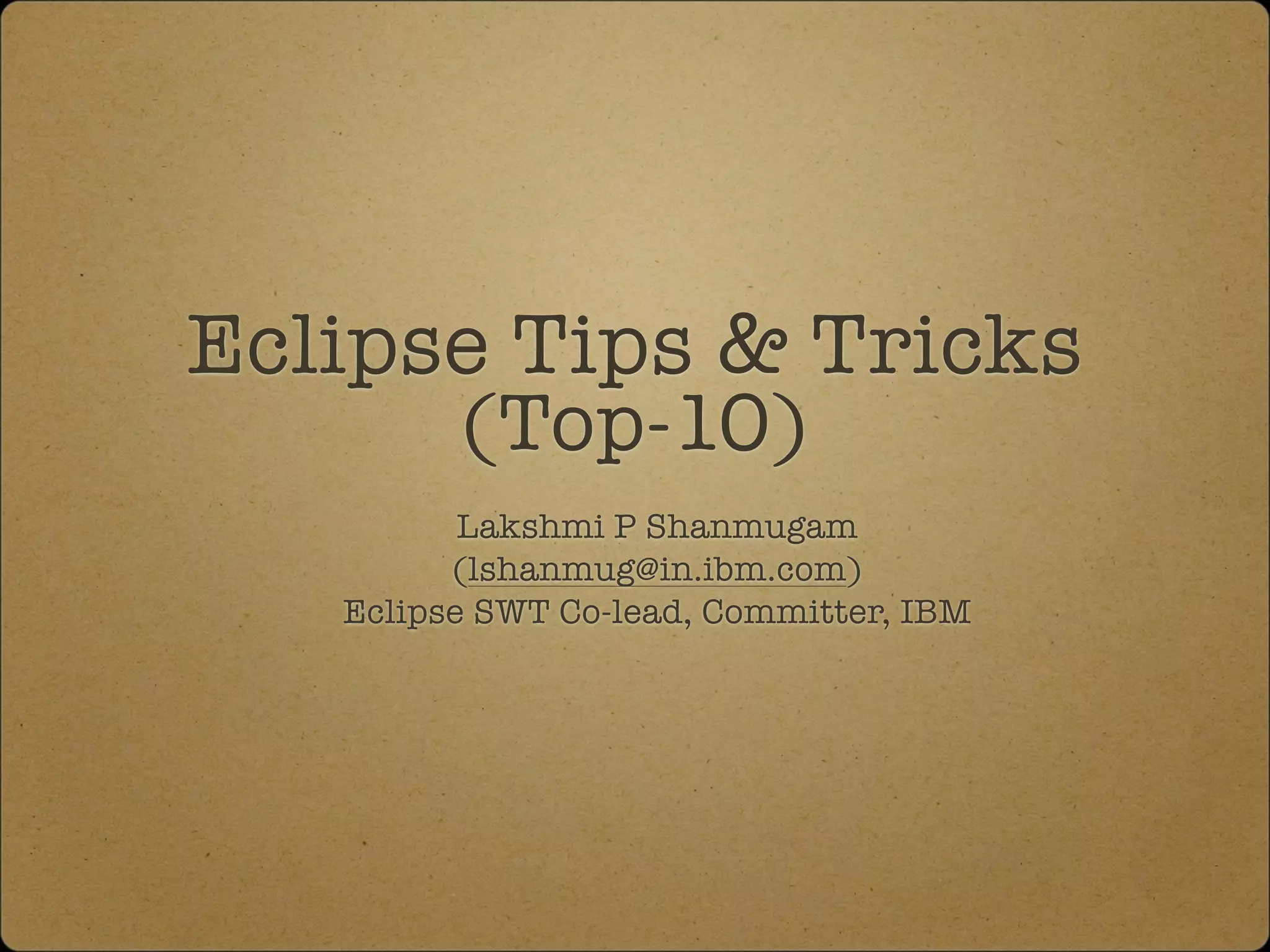 Eclipse tips & tricks | PDF