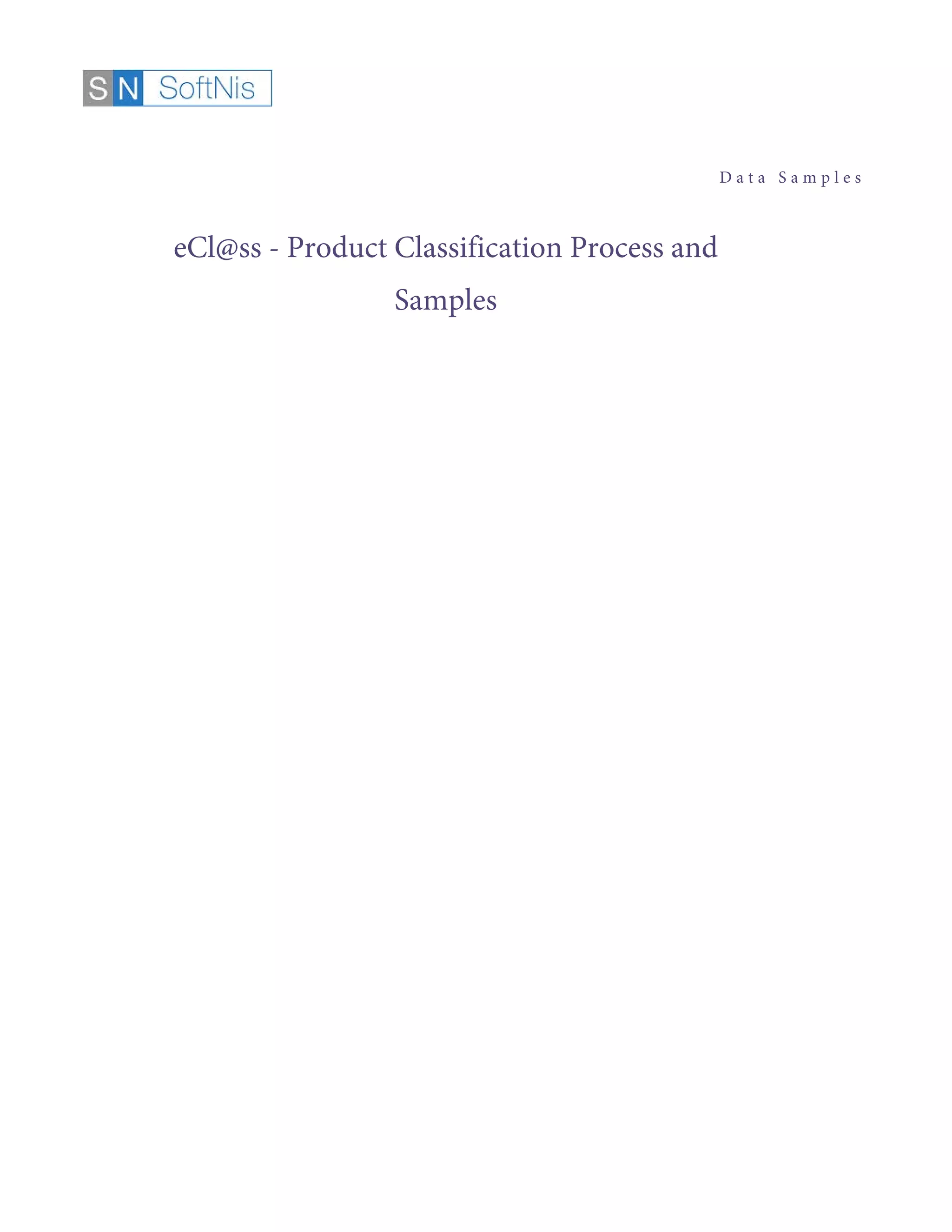 Ecl@ss (eClass) product classification (mapping) process and samples | PDF