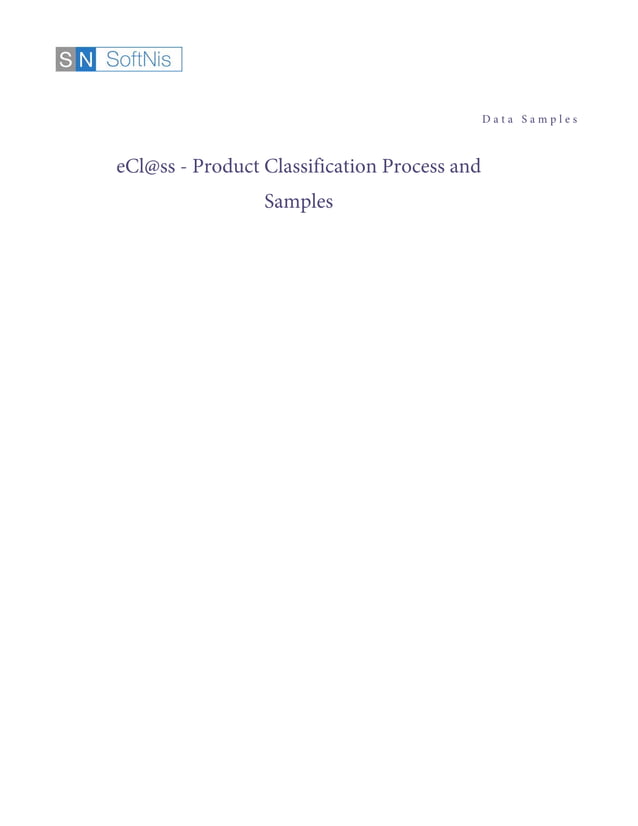 Ecl@ss (eClass) product classification (mapping) process and samples | PDF