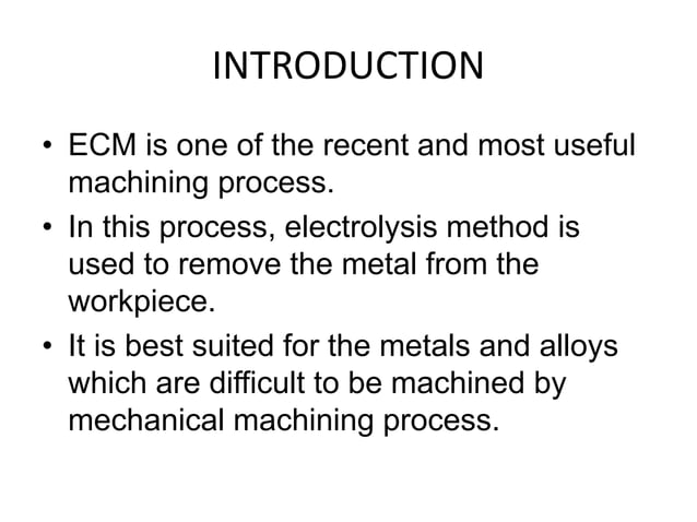 Electro Chemical Machining Process | PPTX | Chemistry | Science