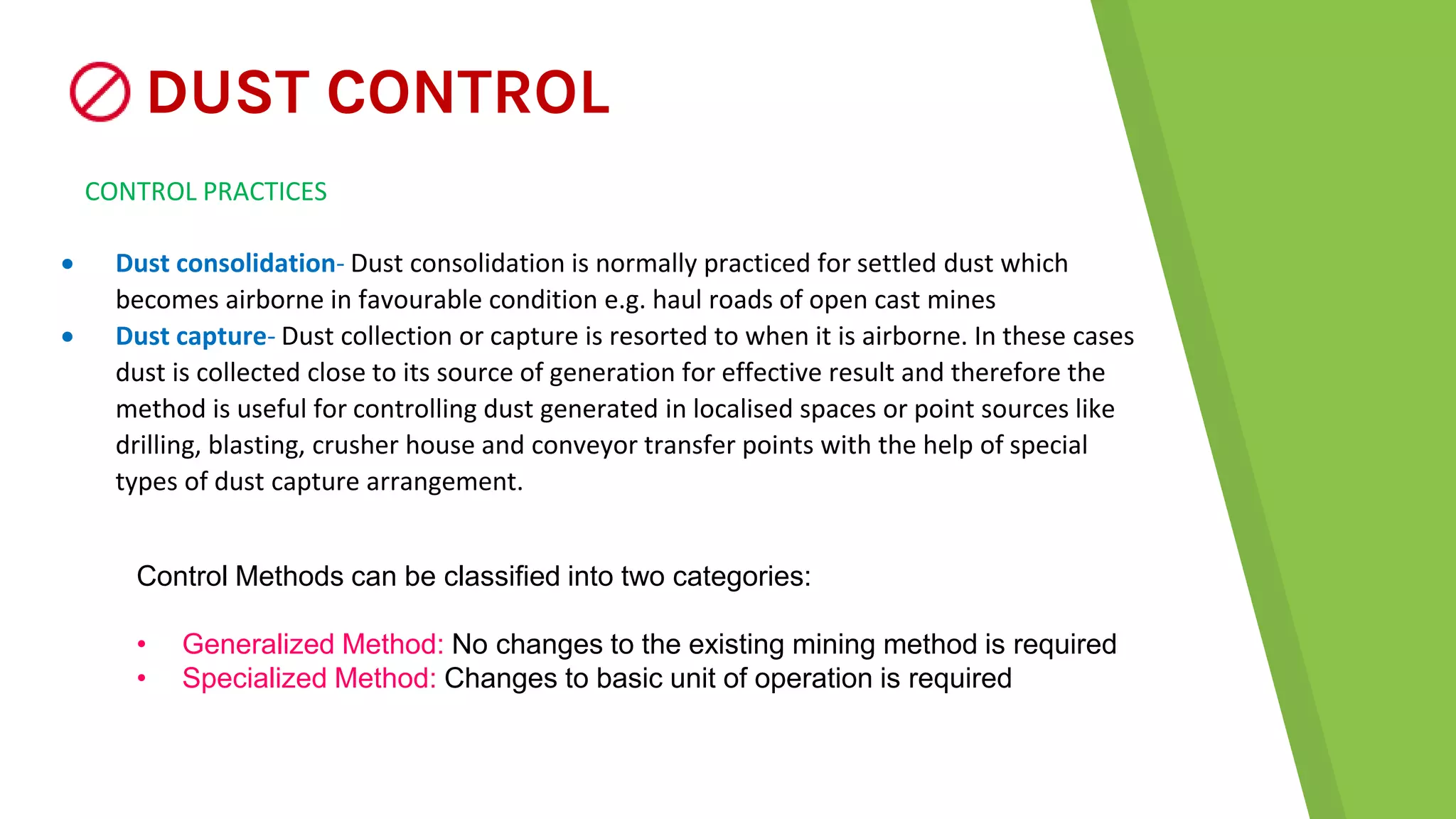 Dust monitoring and control in metal Mines | PPTX