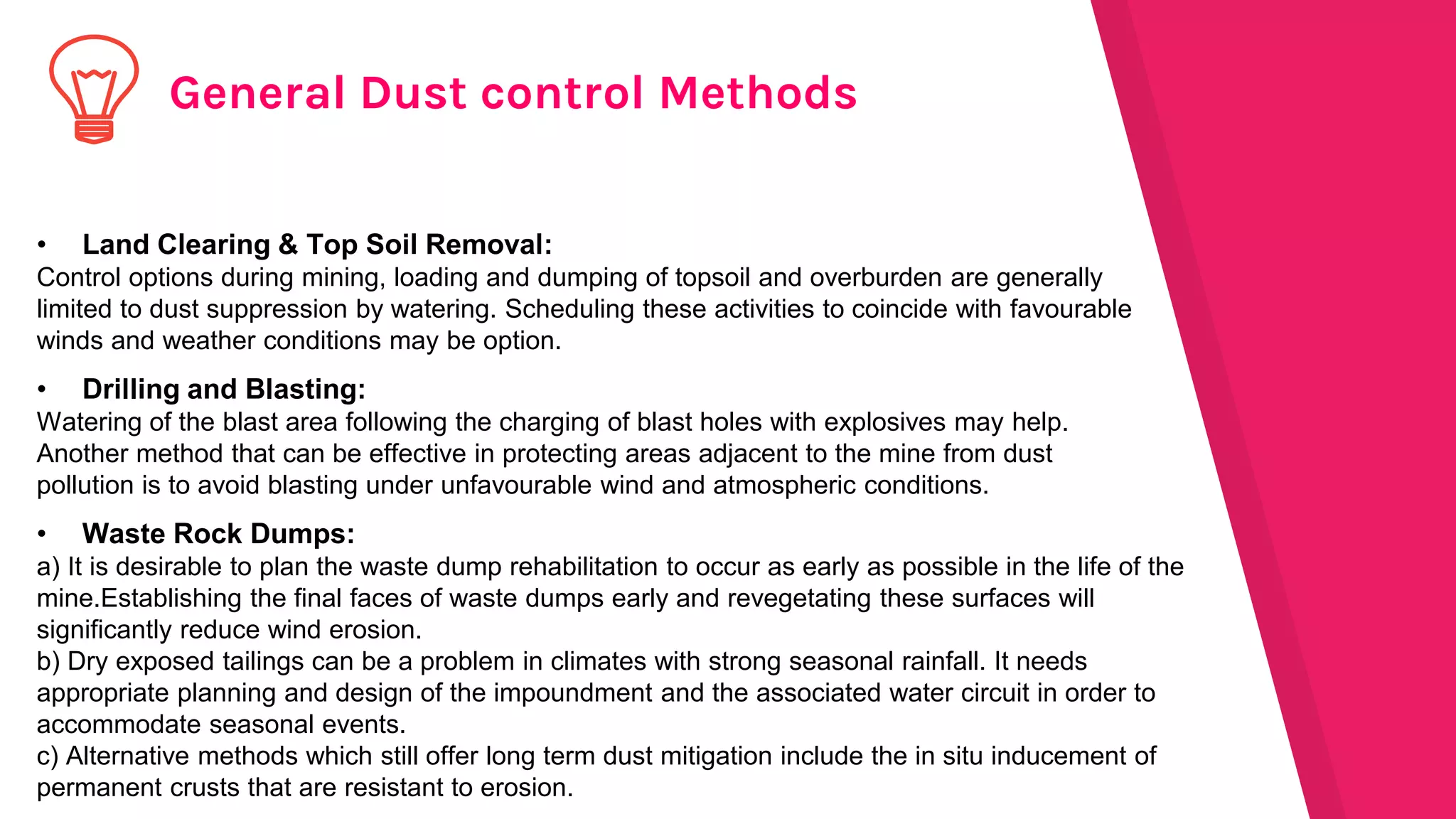 Dust monitoring and control in metal Mines | PPTX
