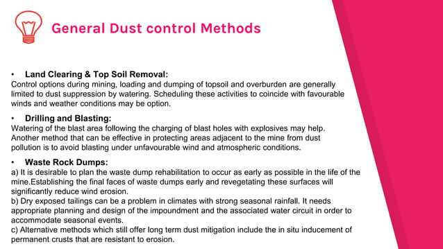 Dust monitoring and control in metal Mines | PPTX