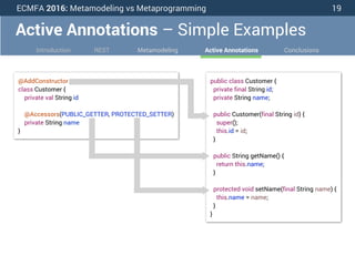 Metamodeling vs Metaprogramming, A Case Study on Developing Client Libraries for REST APIs | PPT