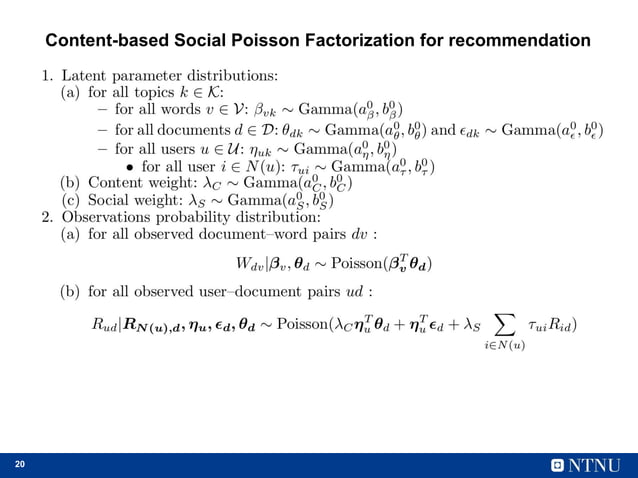 Content Based Social Recommendation With Poisson Matrix Factorization Ecml Pkdd 2017 Ppt