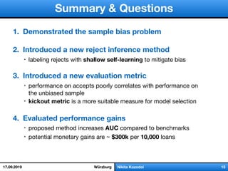 Shallow Self-Learning for Reject Inference in Credit Scoring | PDF ...