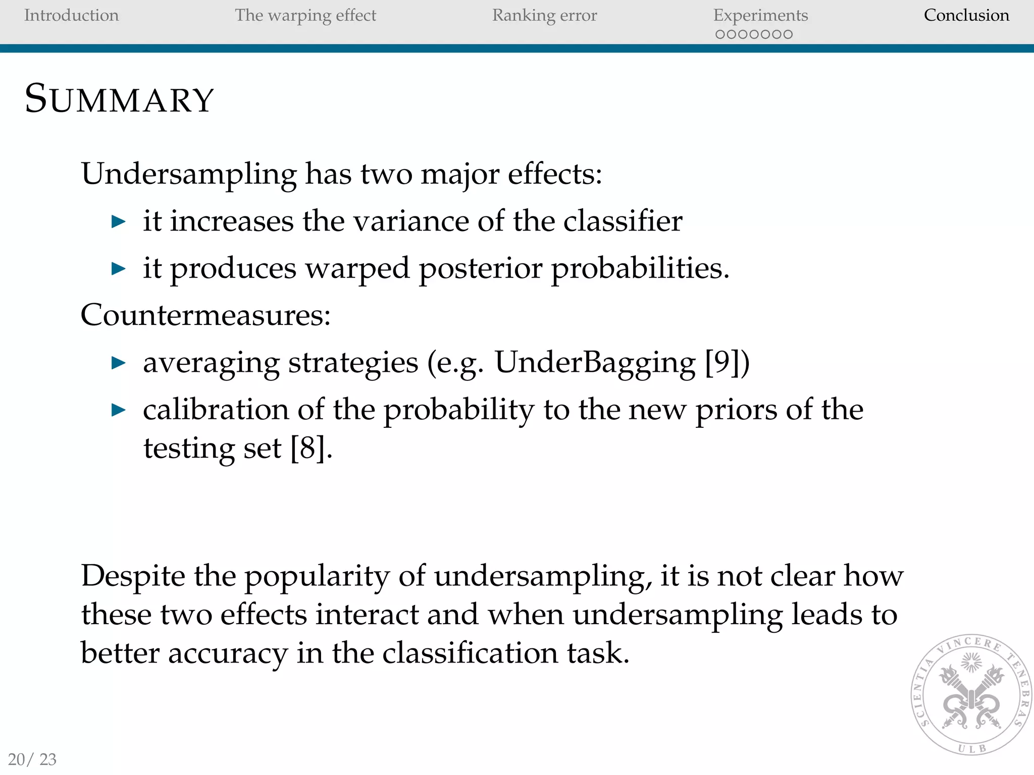 When is undersampling effective in unbalanced classification tasks? | PDF
