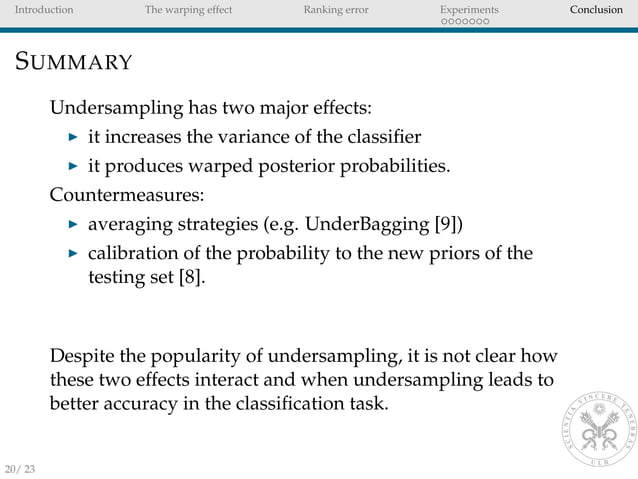 When is undersampling effective in unbalanced classification tasks? | PPT