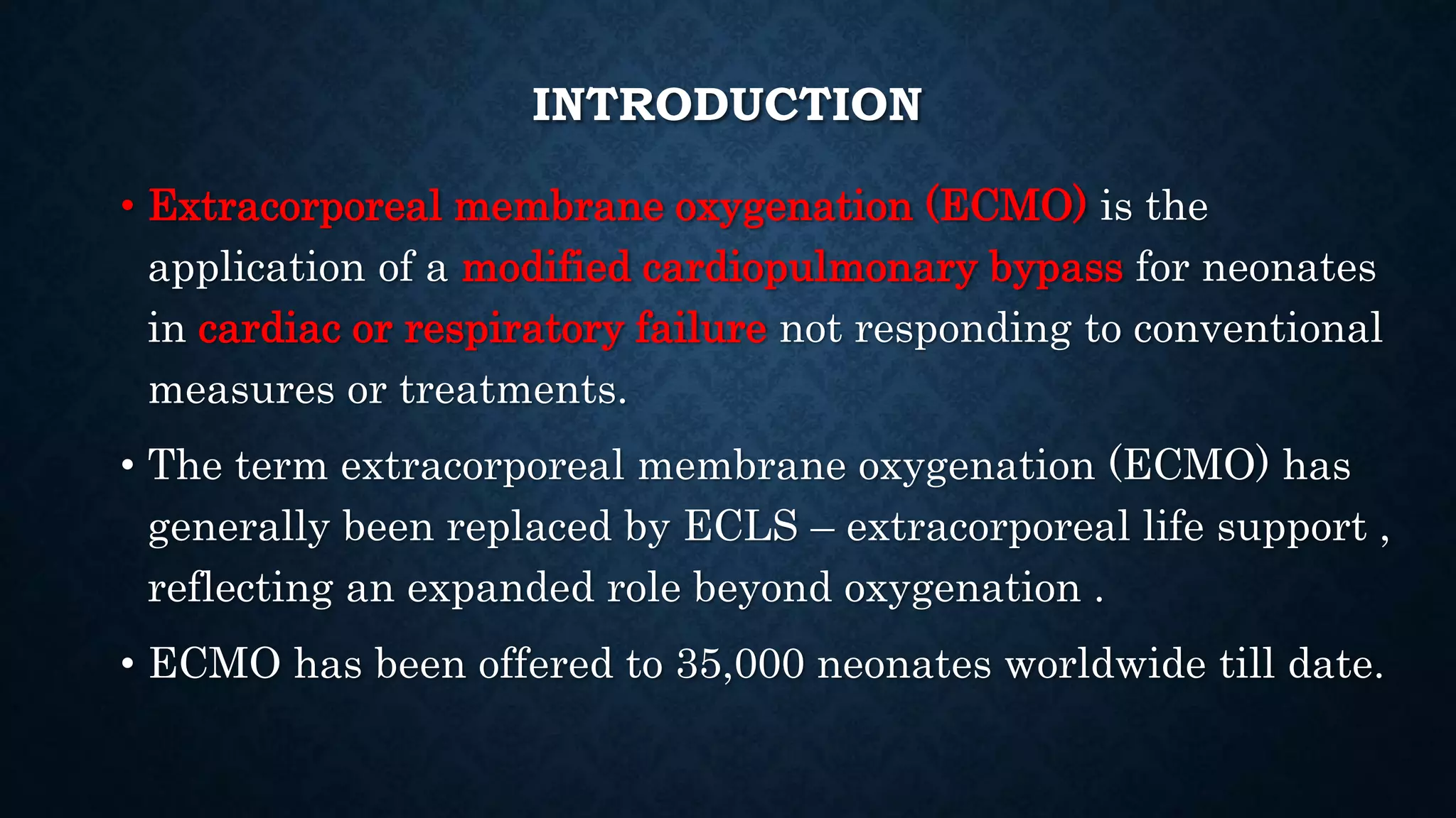 Ecmo ( extracorporeal membrane oxygenation ) | PPTX