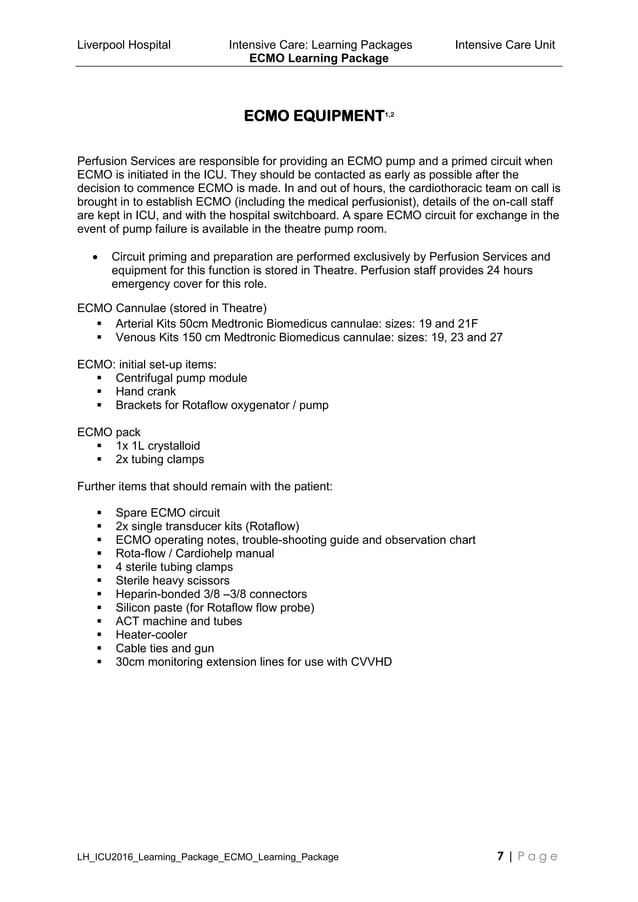 ECMO_Learning_package.pdf | Heart and Cardiovascular Diseases | Diseases and Conditions