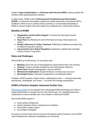 ECMO Lifesaving Heart and Lung Support at Positron Hospital | PDF