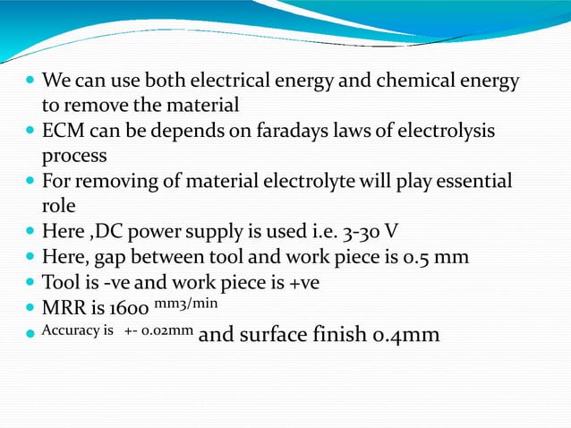 ELECTRO CHEMICAL MACHINING PPT....... | PPTX