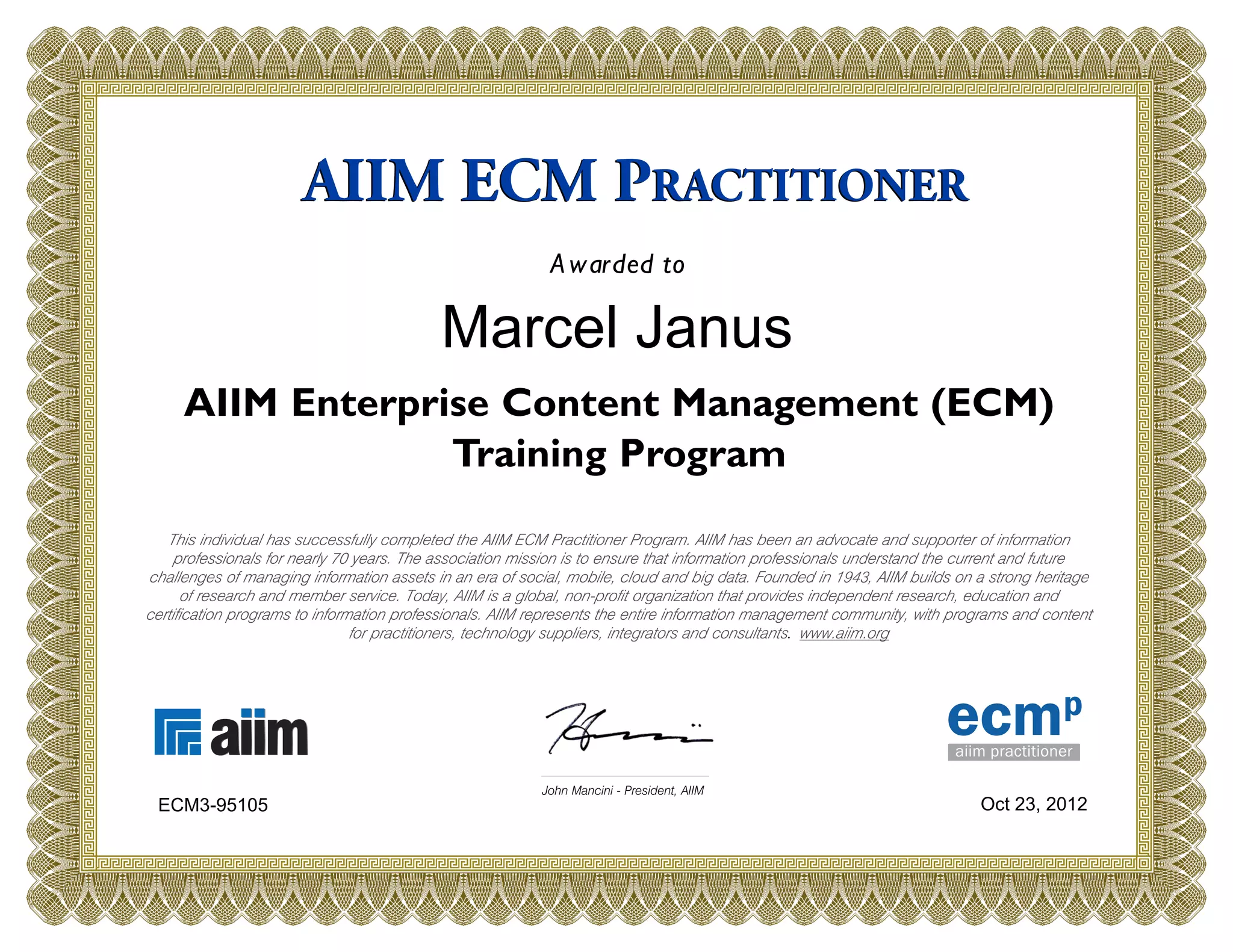 AIIM ECM Practitioner Certificate | PDF