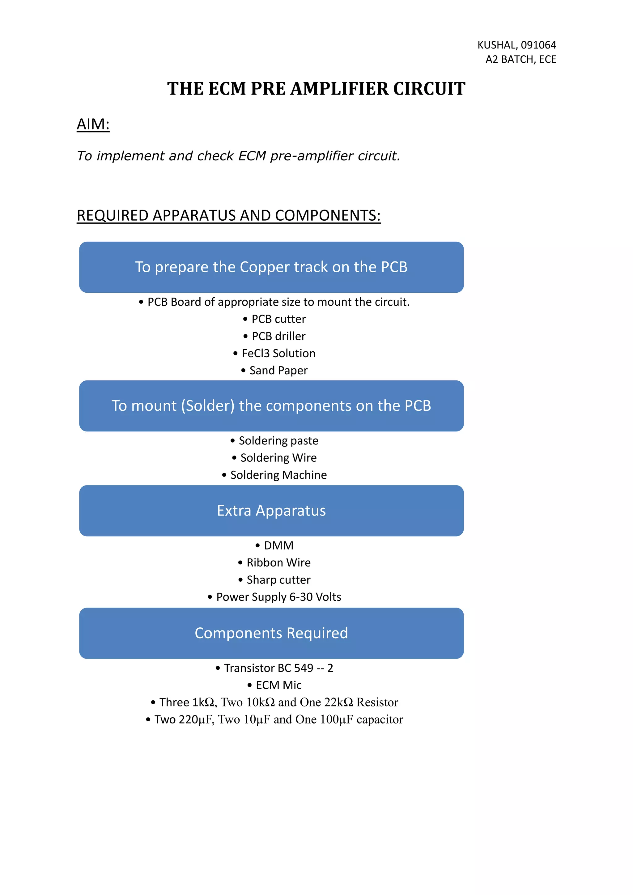 Ecm pre amplifier | DOCX