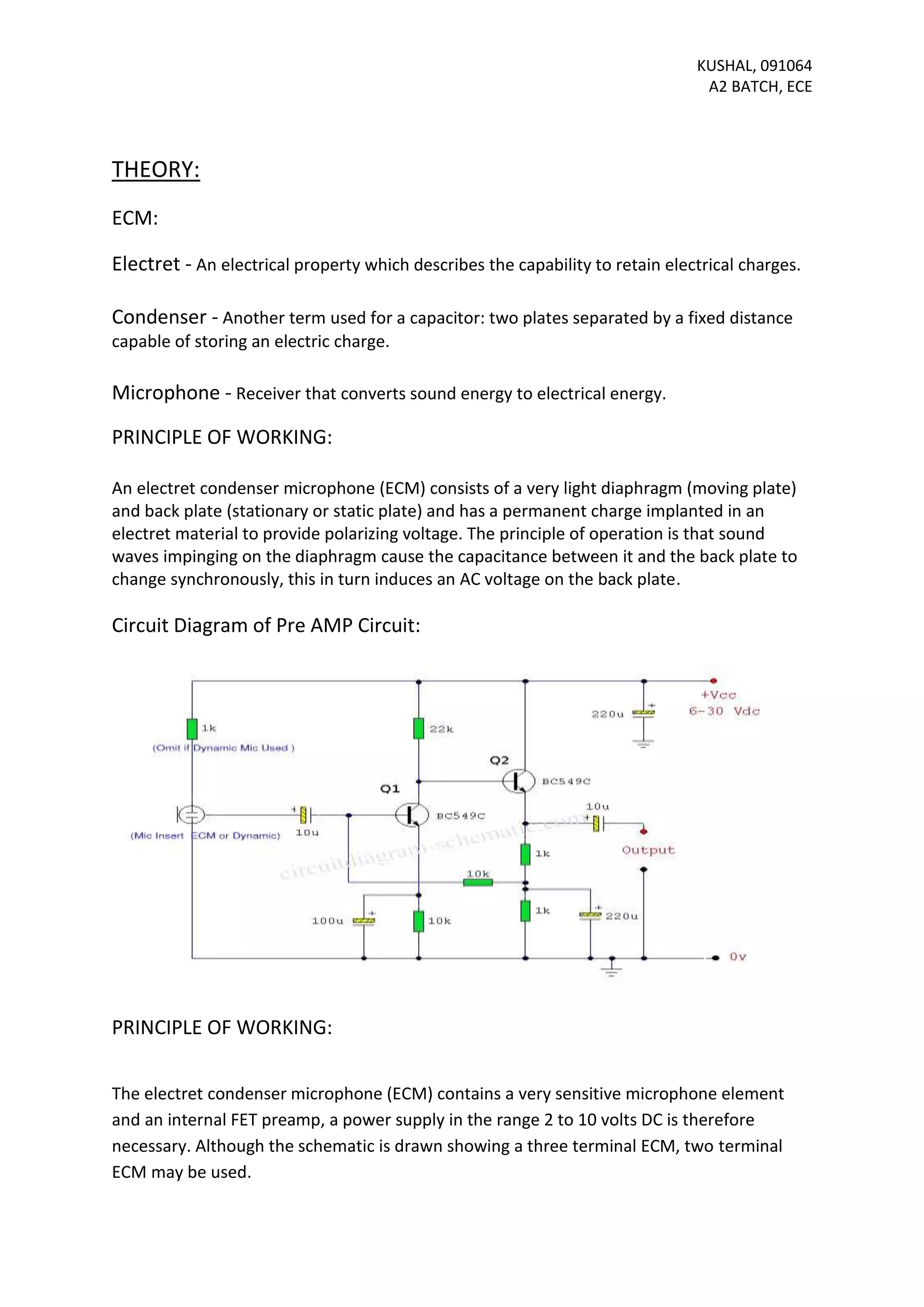Ecm pre amplifier | DOCX