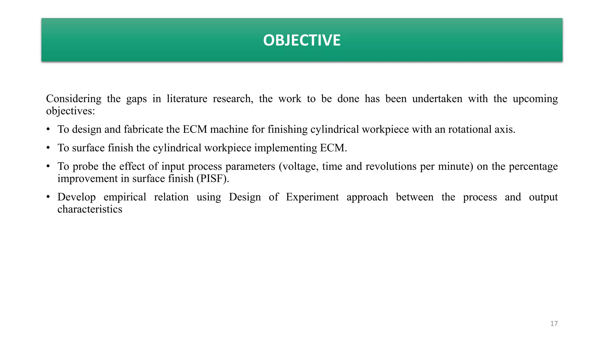 PARAMETRIC OPTIMIZATION OF ELECTROCHEMICAL MACHINING | PPT