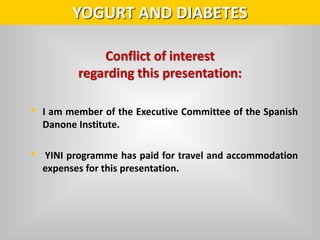 Yogurt and diabetes: overview of the recent epidemiological studies | PPT