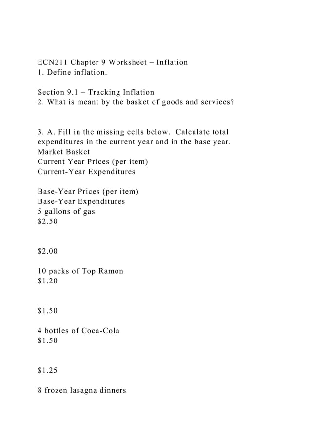 ECN211 Chapter 9 Worksheet – Inflation1. Define inflation.Se.docx