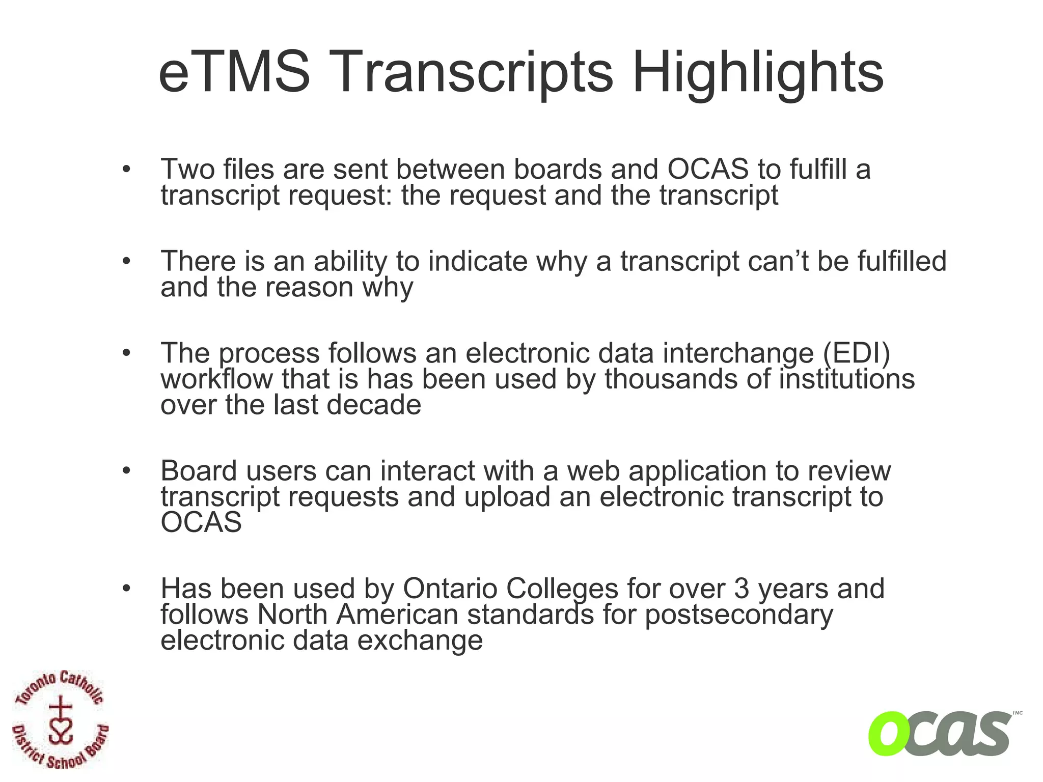 2007 ECNO Conference - Electronic Transcript Management System | PPT