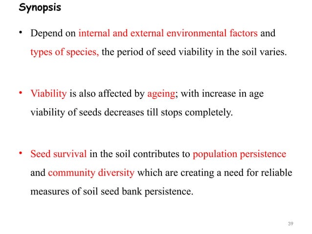 Ecology of soil seed Bank ecology of soil | PPT