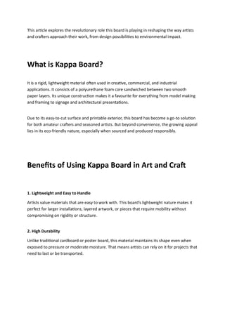 Eco-Friendly Crafting: How Kappa Board is Revolutionizing the Art World ...