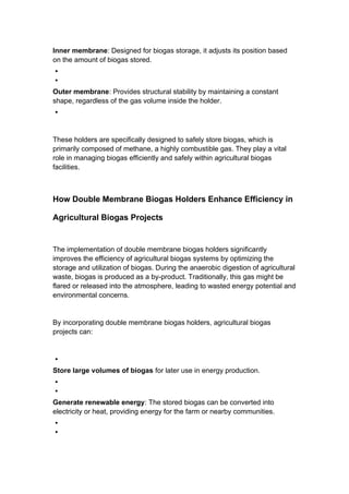 Eco-Friendly Double Membrane Biogas Holders For Agricultural Biogas ...
