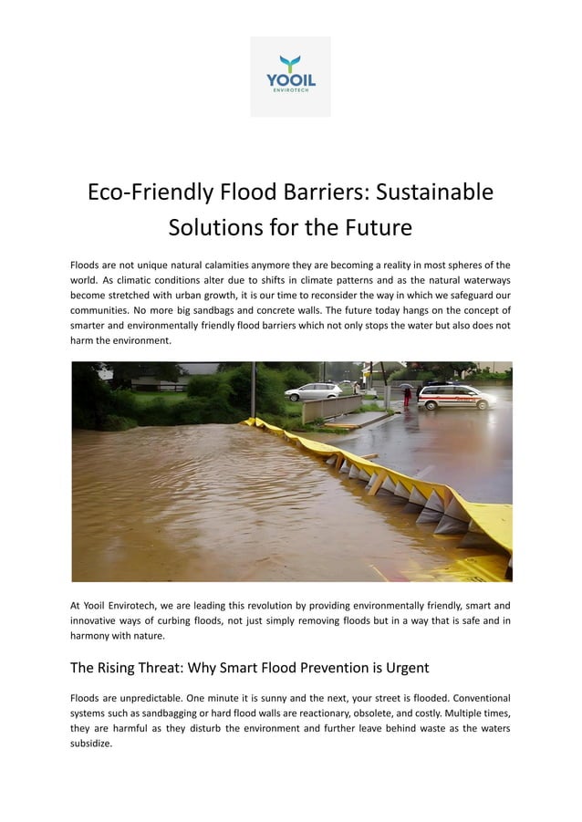 Eco-Friendly Flood Barriers for Smart, Sustainable Safety | PDF