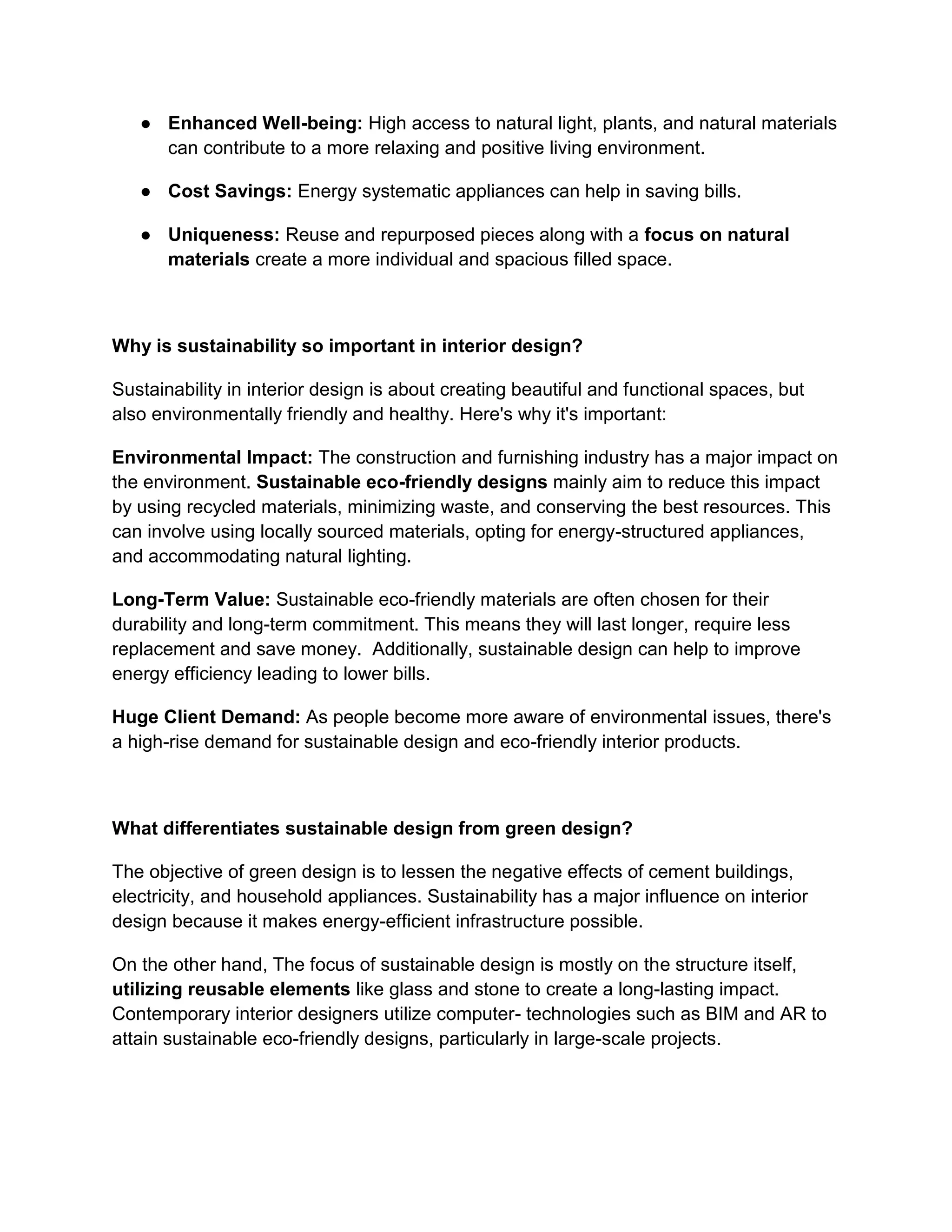 Eco-Friendly Interior Design: Tips for sustainable living | DOCX | Home ...