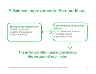 Eco-Mode: Benefits and Risks of Energy Saving Modes of UPS Operation | PDF