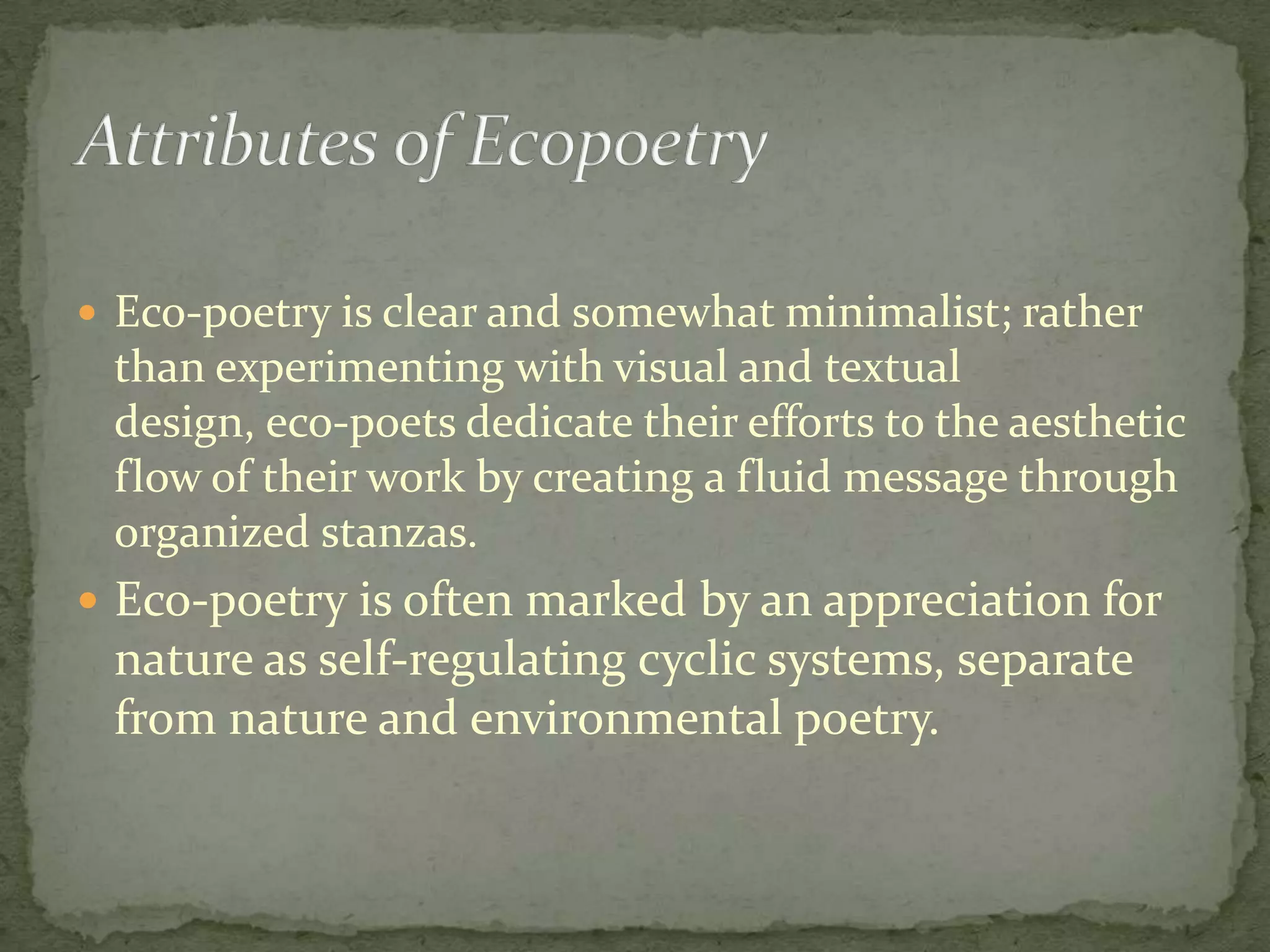 Eco poetry & ecological awareness | PPT