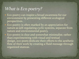 Eco poetry & ecological awareness | PPT