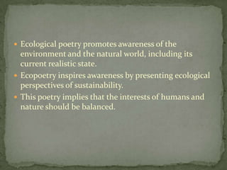 Eco poetry & ecological awareness | PPT