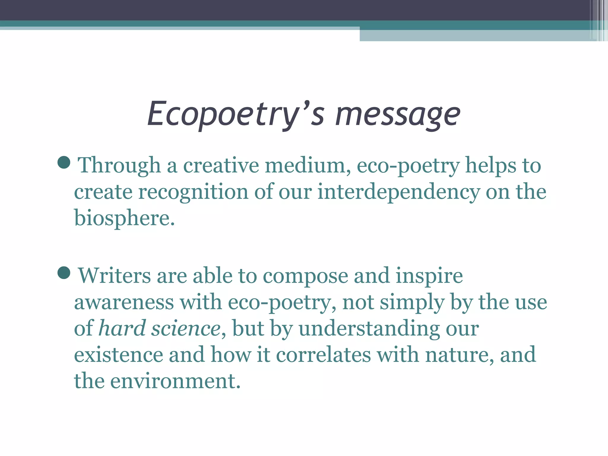 Eco poetry & ecological awareness | PPT