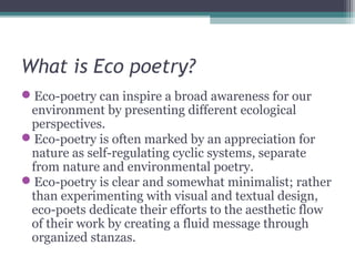 Eco poetry & ecological awareness | PPT