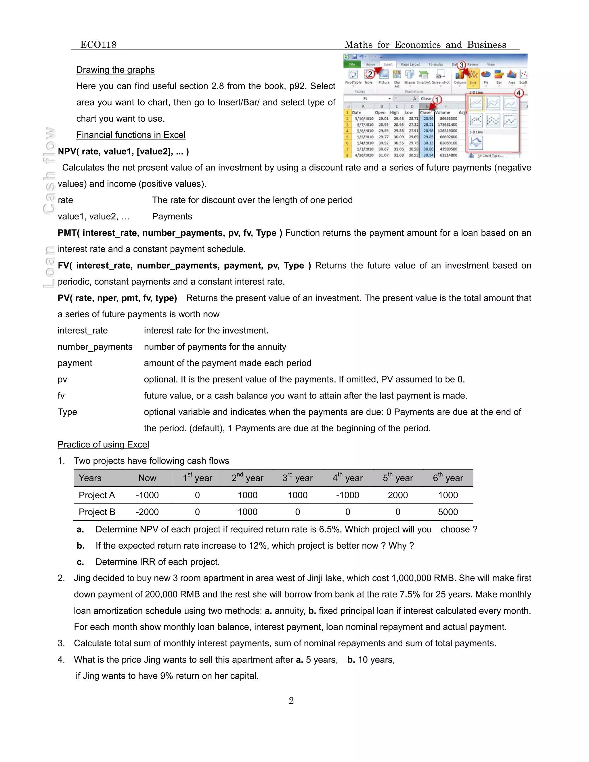 Introduction to Excel, basic financial functions | PDF