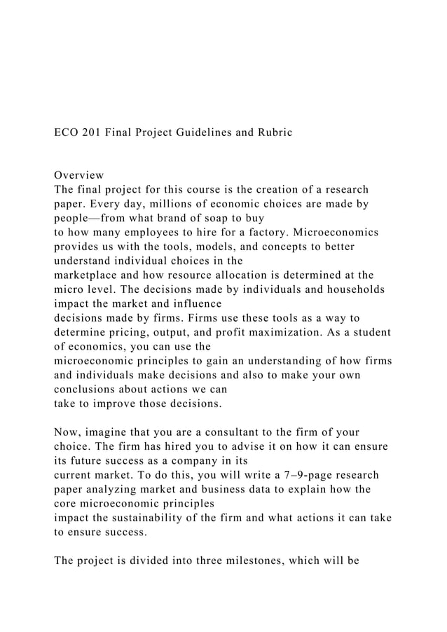 ECO 201 Final Project Guidelines and Rubric Overview .docx | Business ...