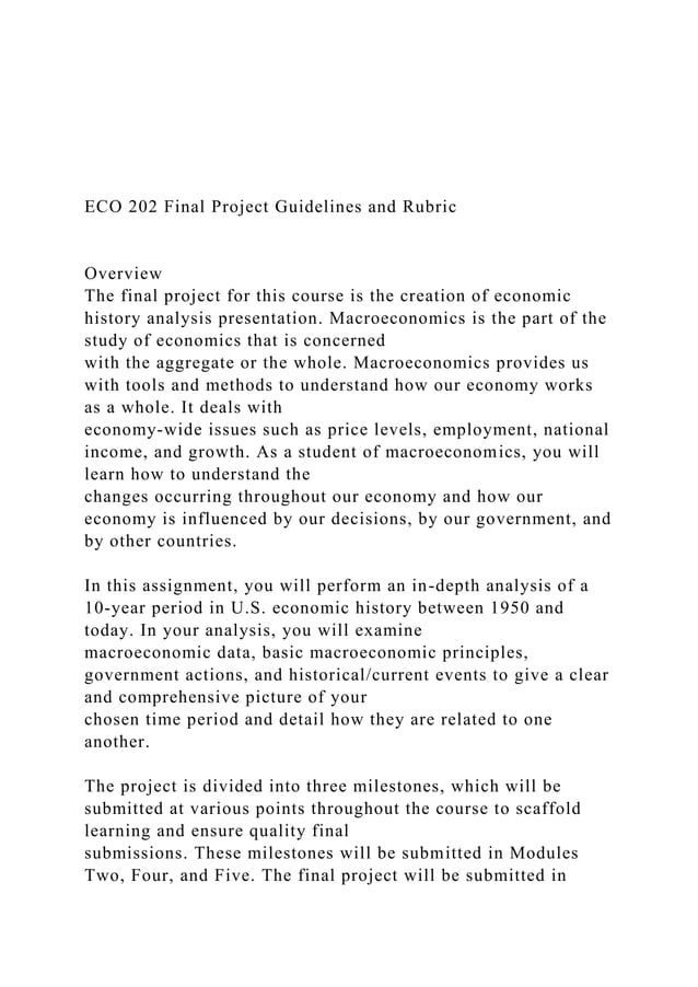 ECO 202 Final Project Guidelines and Rubric Overview .docx | Financial Industry | Industries