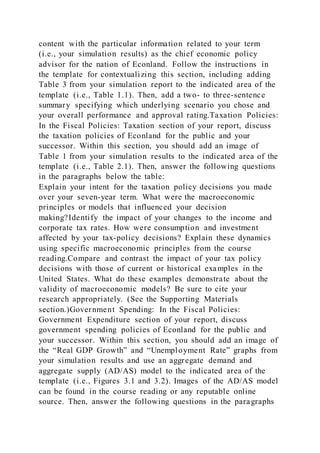 ECO 202 Project TemplateEconomic Summary Report | DOCX