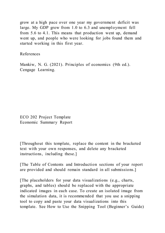 ECO 202 Project TemplateEconomic Summary Report | DOCX | Business ...