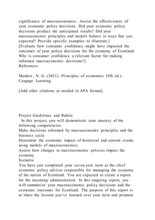 ECO 202 Project TemplateEconomic Summary Report | DOCX