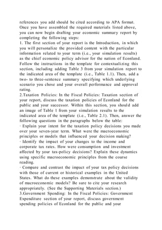 ECO 202 Project TemplateEconomic Summary Report | DOCX