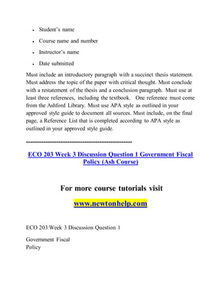 ECO 203 Success Begins /newtonhelp.com | PDF