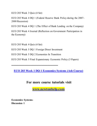 ECO 203 Success Begins /newtonhelp.com | DOCX