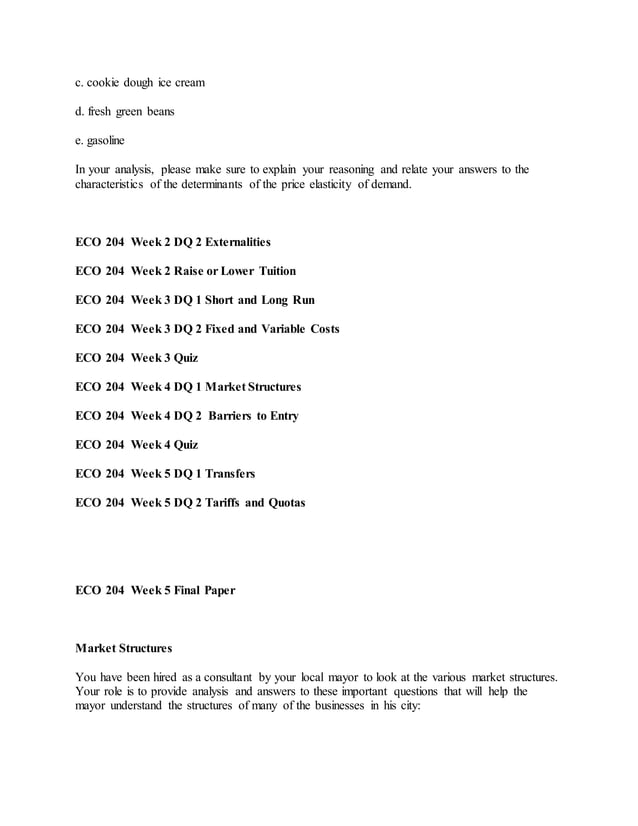 Eco 204 entire course ( principles of microeconomics ) complete course | DOCX