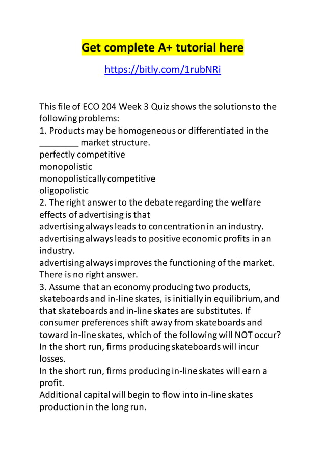 Eco 204 week 3 quiz | PDF