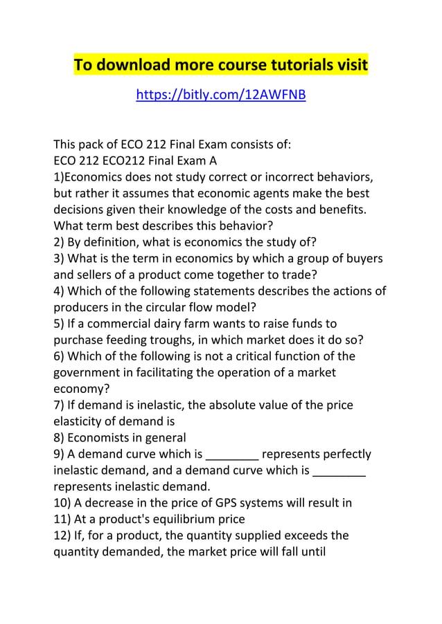 Eco 212 final exam | DOCX | Currencies | Economy